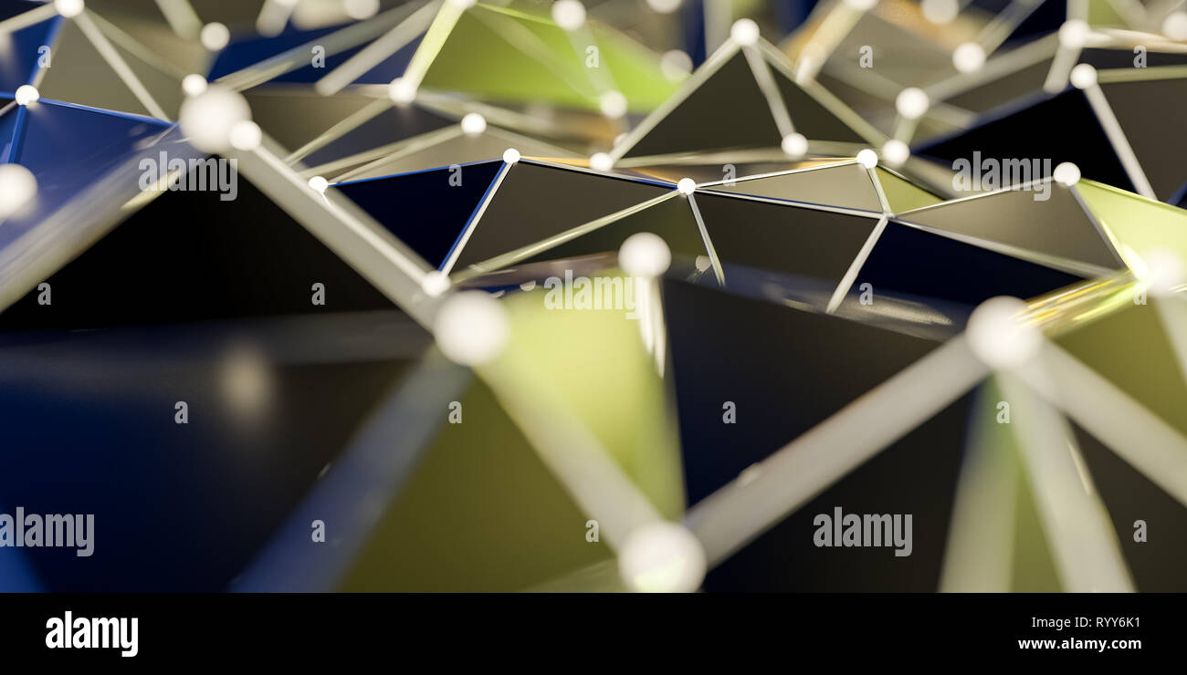 View of a Abstract connection structure with connecting dots and lines - 3d rendering Stock ...