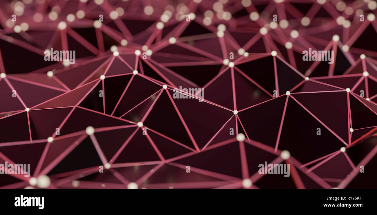 View of a Abstract connection structure with connecting dots and lines - 3d rendering Stock ...