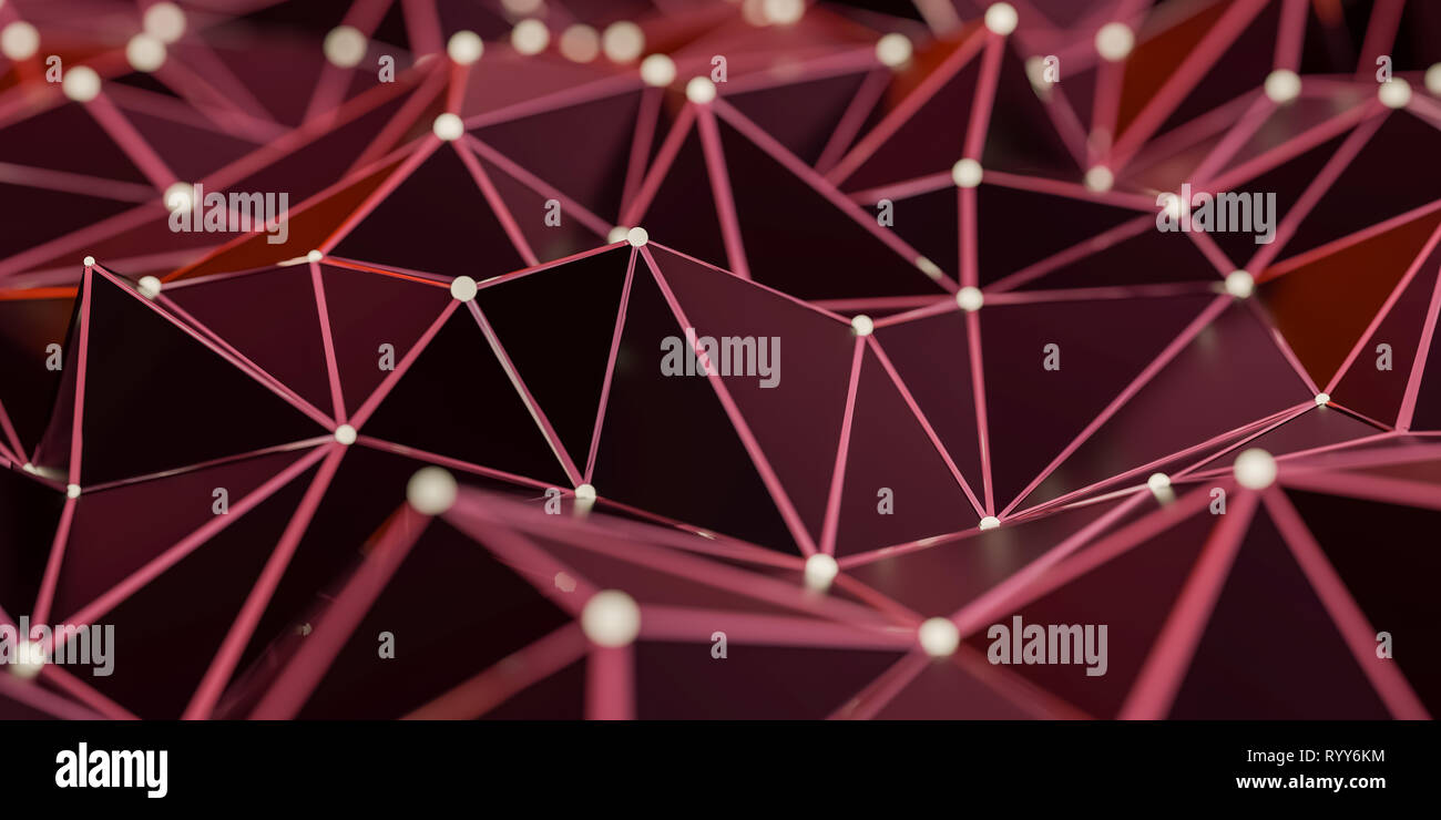 View of a Abstract connection structure with connecting dots and lines - 3d rendering Stock ...