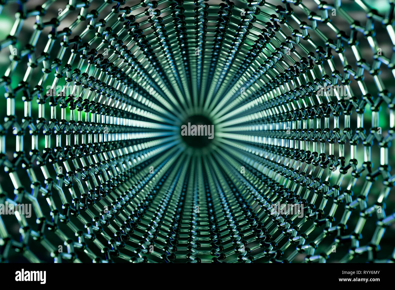 View of a graphene molecular nano technology structure on a green ...