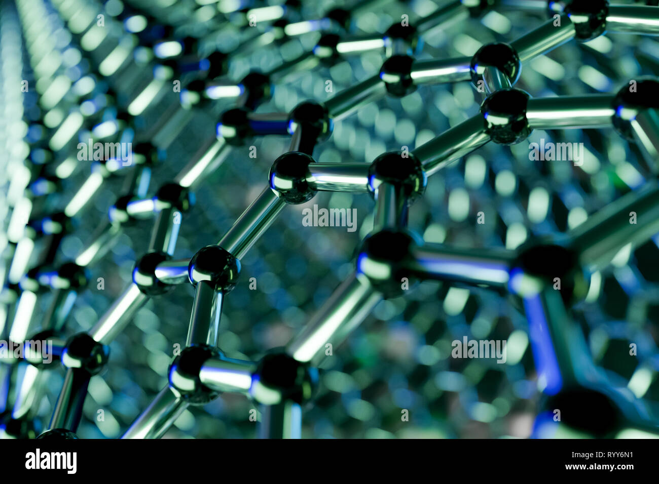 View of a graphene molecular nano technology structure on a green ...