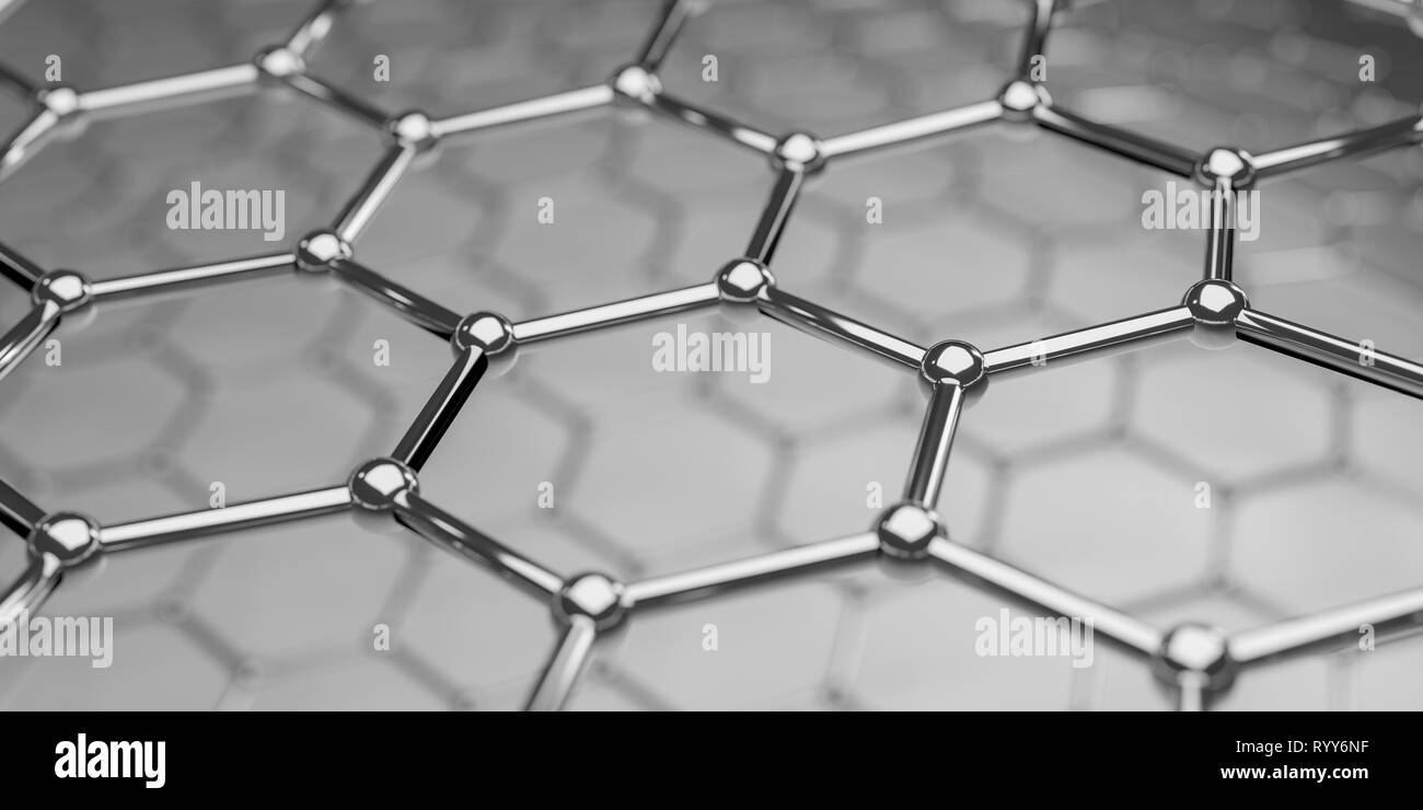 View of a graphene molecular nano technology structure on a background ...