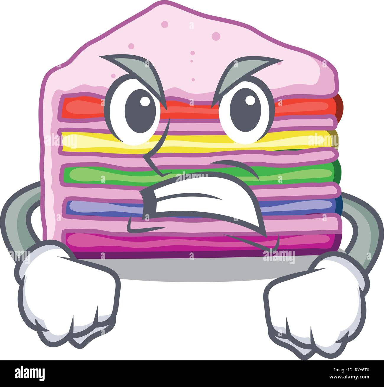 Angry rainbow cake in the cartoon shape Stock Vector Image & Art - Alamy