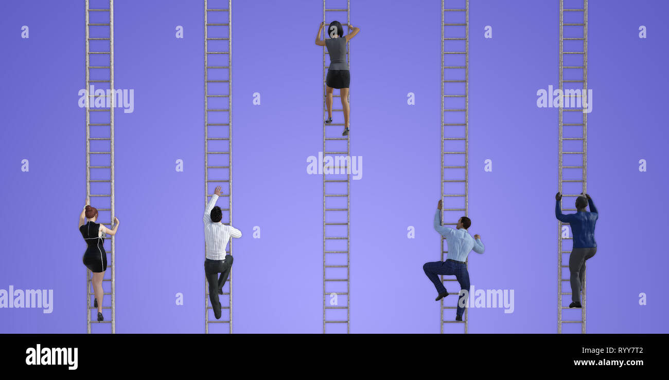 People climbing ladder reach top hi-res stock photography and images ...