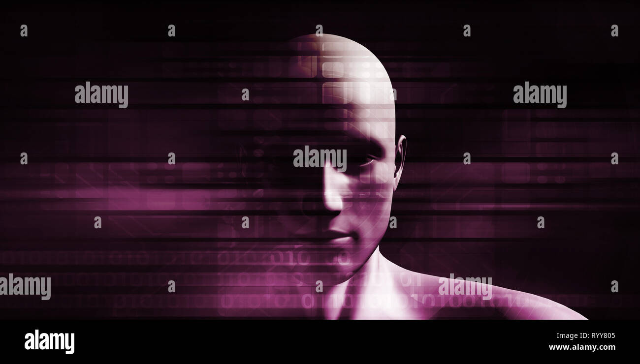 Man Surrounded by Data Information Digital Technology Concept Stock ...