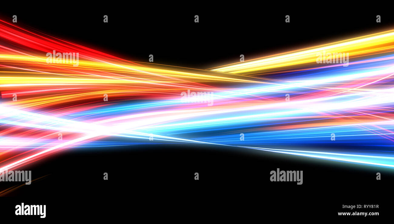 Glowing Energy Lines with Mixing Neon Lights Stock Photo - Alamy