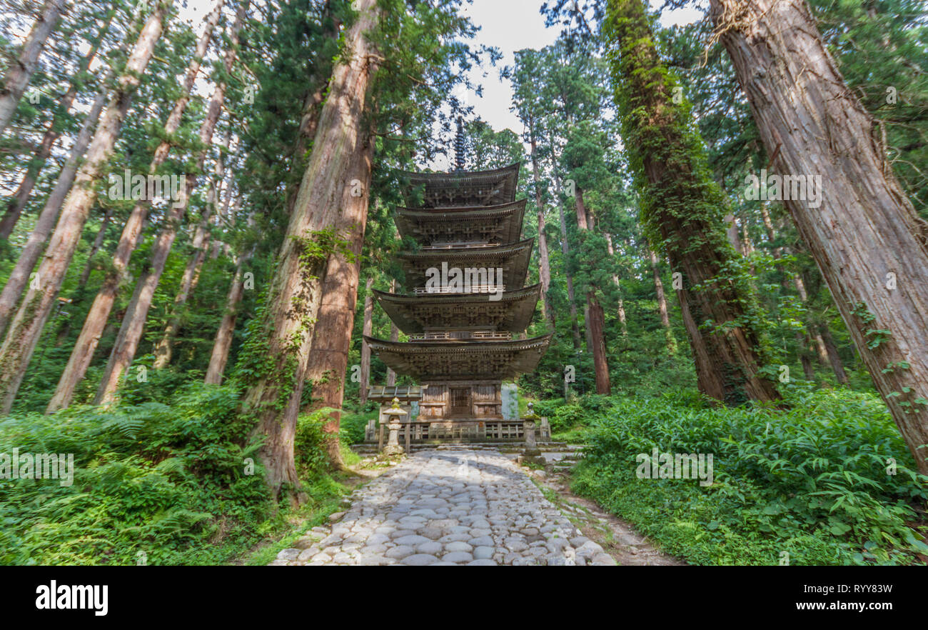 Five Store Pagoda at Mount Haguro, One of the three sacred mountains of ...