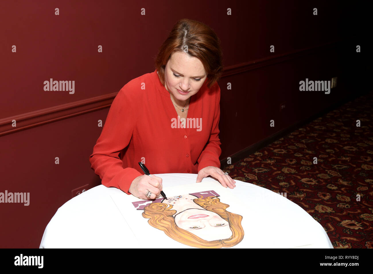 Tony award nominee Jennifer Laura Thompson receives her portrait at ...