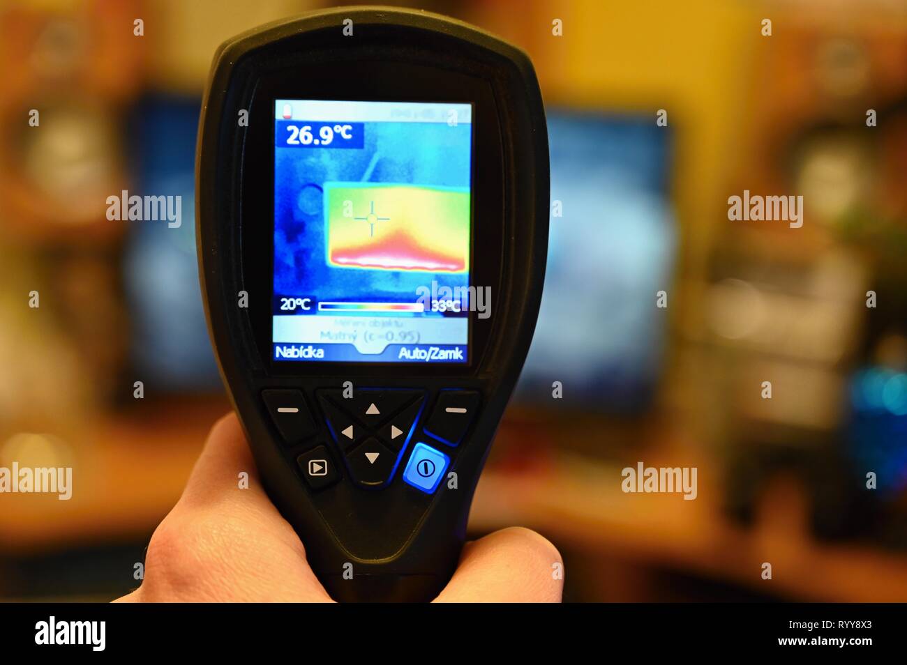 Hand thermal imaging camera to check temperature Stock Photo - Alamy