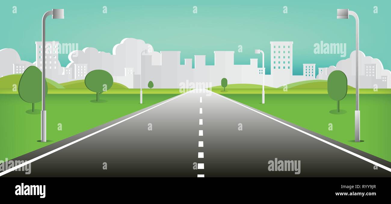 Road to nature backgroud vector illustration.Street with field , hills ...