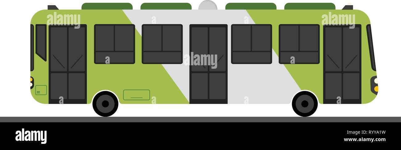 Flat green bus design vector with isolatd white.Modern public bus ...