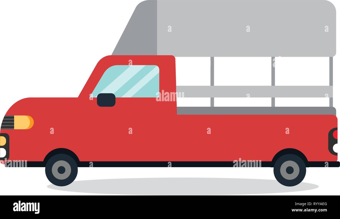 Flat Thai mini red truck cartoon design minimal with white background ...