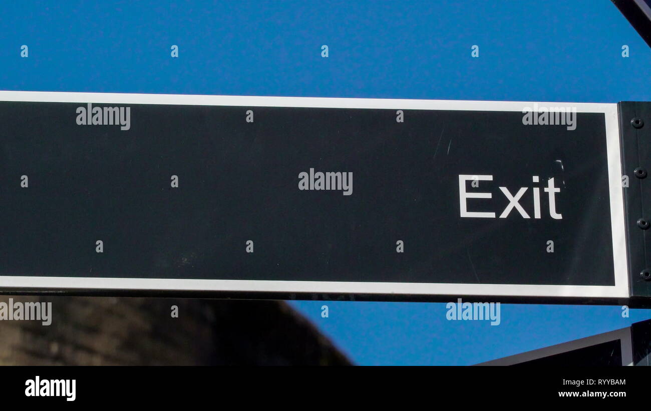 The exit arrow on the front part of the jail building in the city of ...