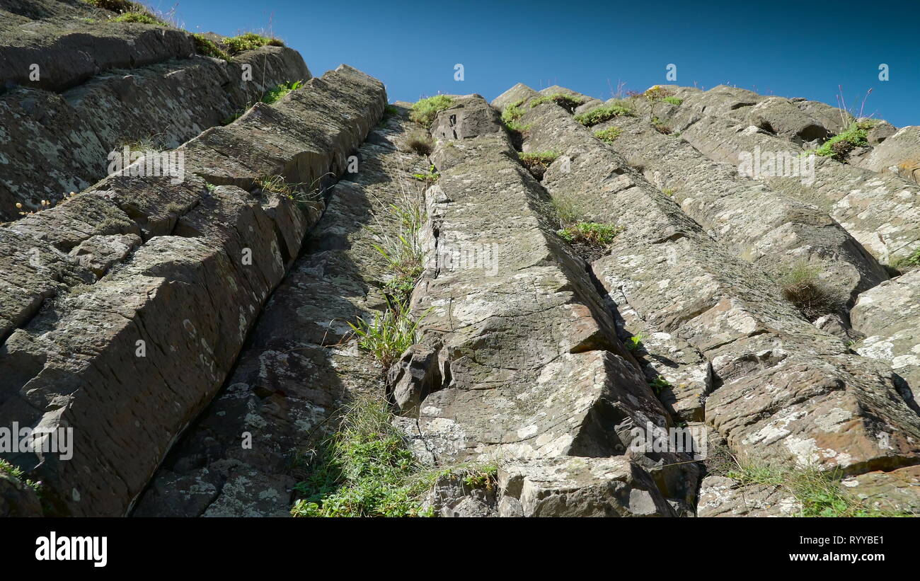 Vertical rock formation in the Giants Causeway one of the many rock ...