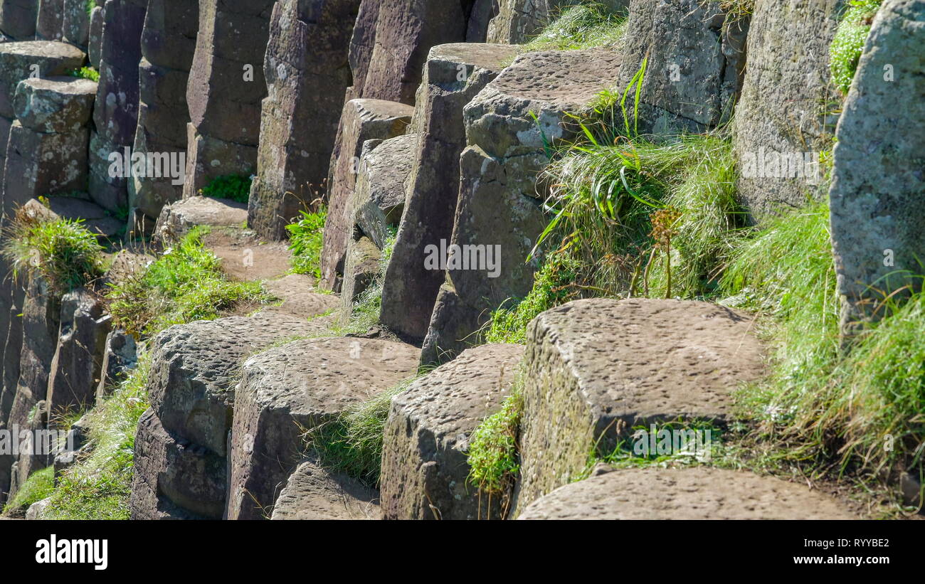 Some of the rock formations in the Giants Causeway it is the area where ...