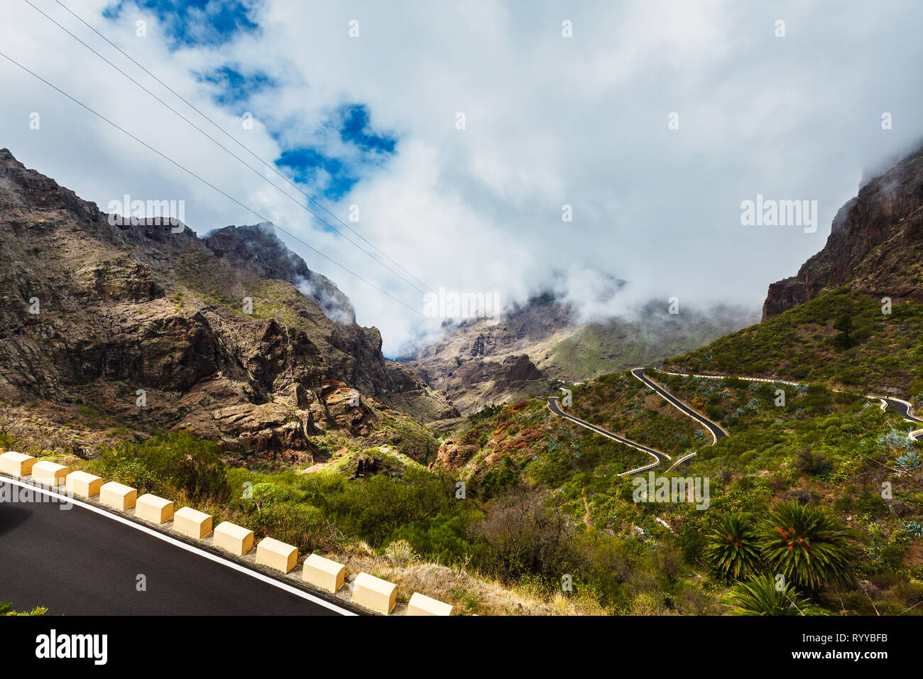 Serpentine road into fabulous Masca village in mountain gorge the most ...