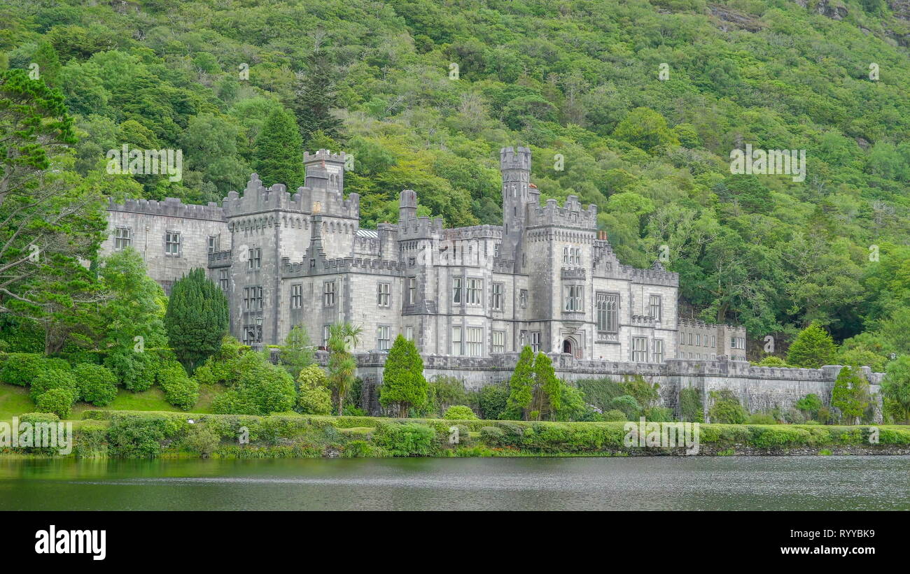The beautiful Kylemore Abbey Monastery. Kylemore Abbey is a Benedictine ...