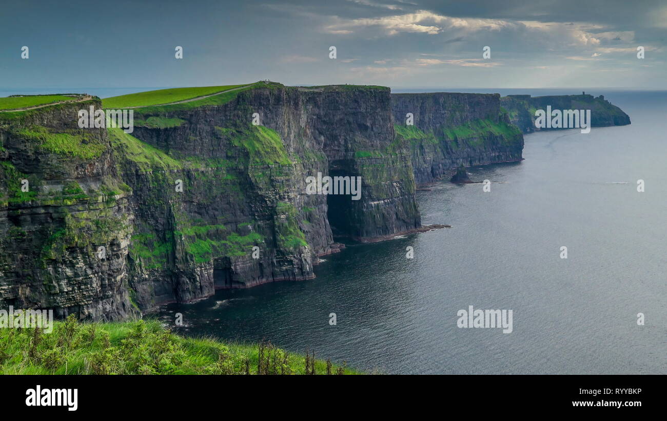 The big rocks formation on the cliffs in Moher Ireland. The magnificent ...
