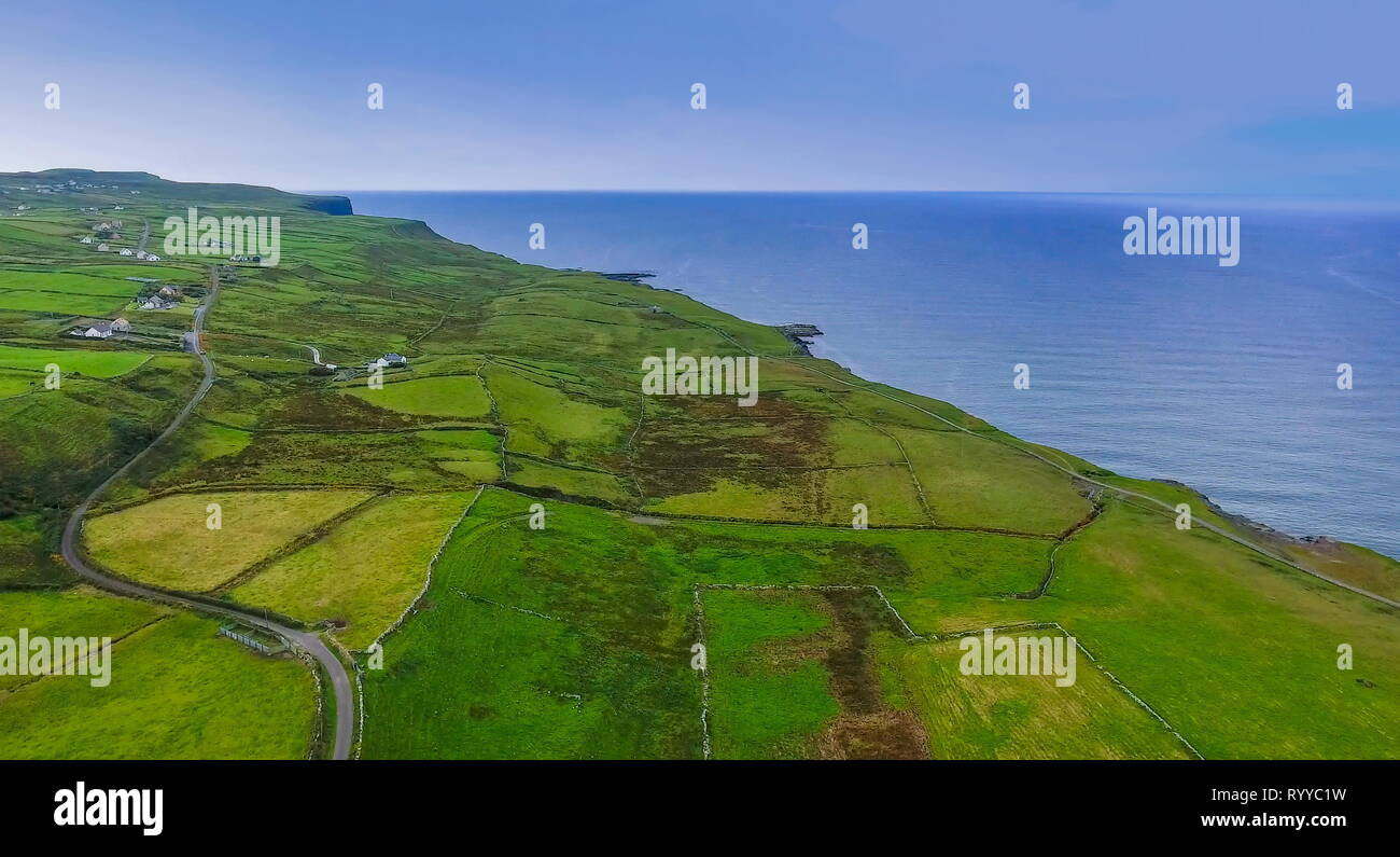 The beautiful Cliffs of Moher in an aerial view. The Cliffs of Moher ...