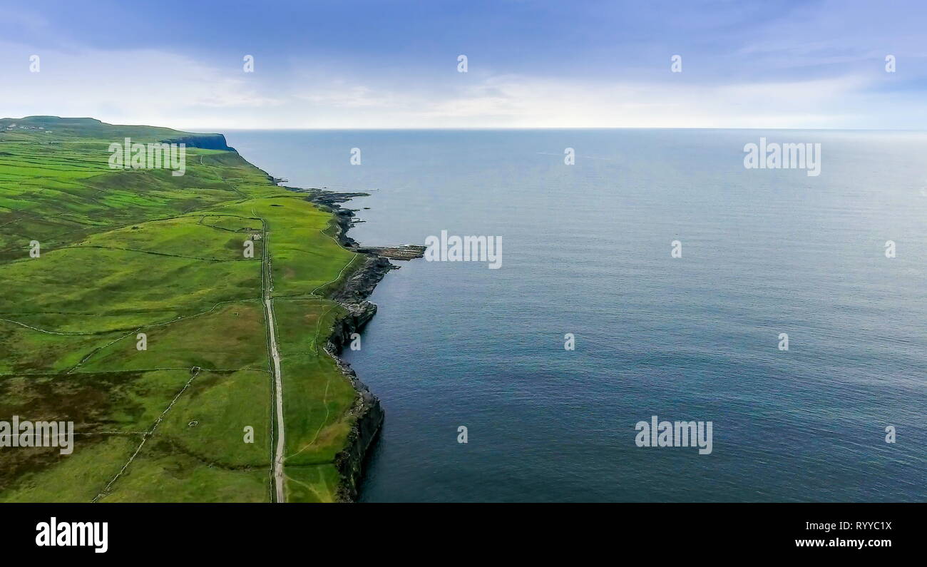 The beautiful sea fronting the Cliff of Moher it is long big cliff and ...