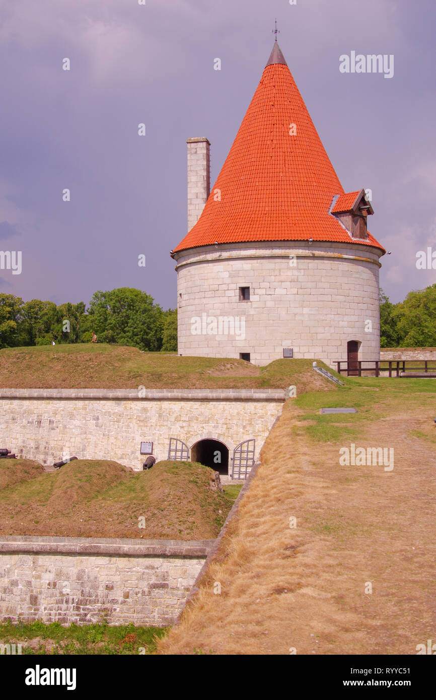 Red-roofed watch tower and fortifications of the Kuressaare episcopal ...