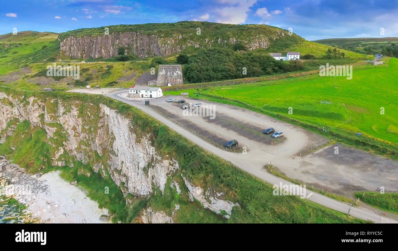 Closer look of the parking lot in the cliff where tourists visiting ...
