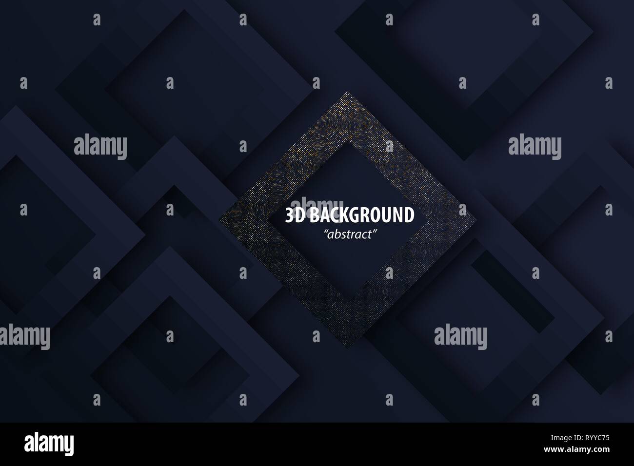 Dark black geometric background 3d paper cut Stock Vector Image & Art ...