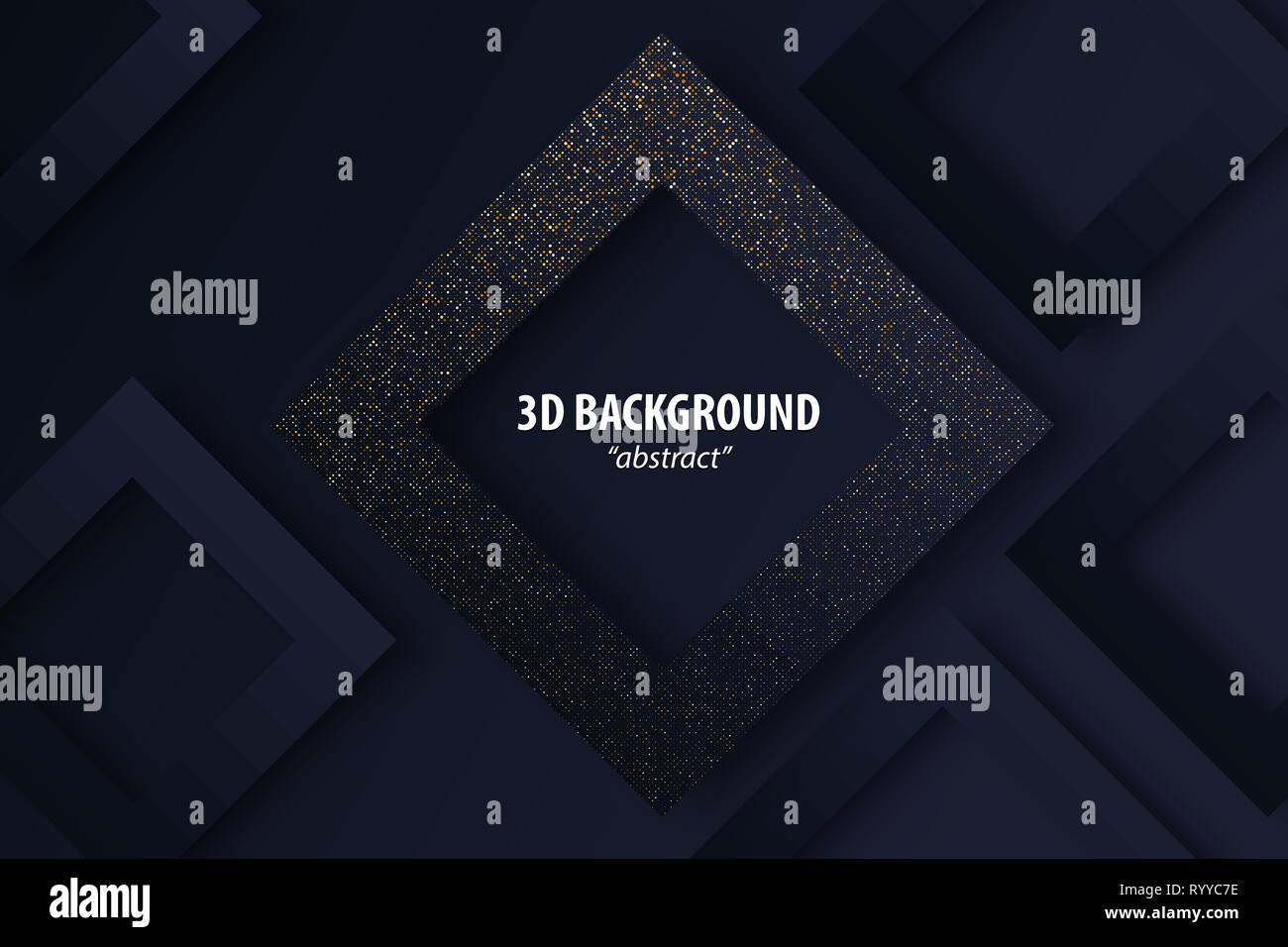 Dark black geometric background 3d paper cut Stock Vector Image & Art ...