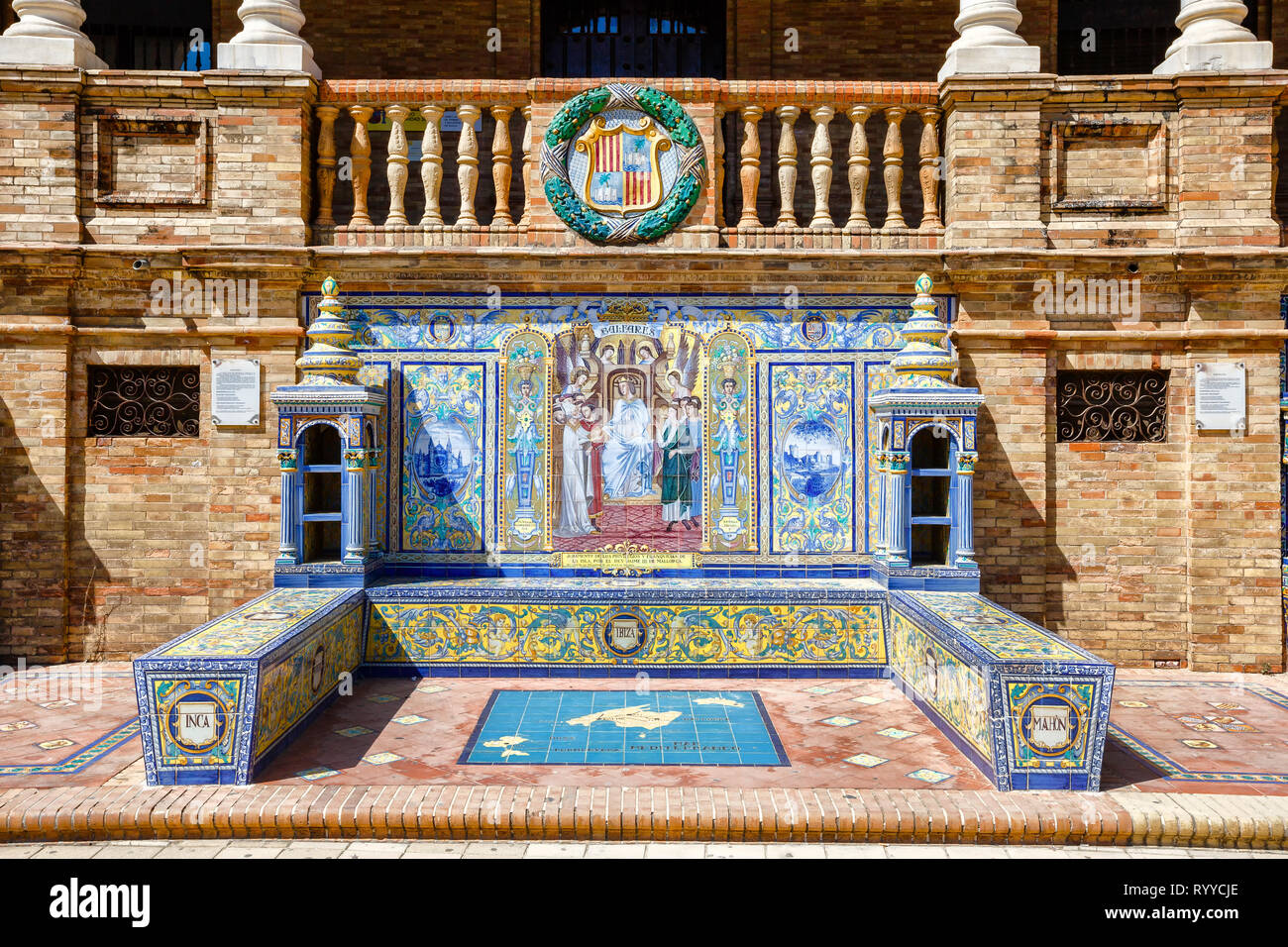 Ceramic bench, Balearic Islands historic episode Stock Photo - Alamy