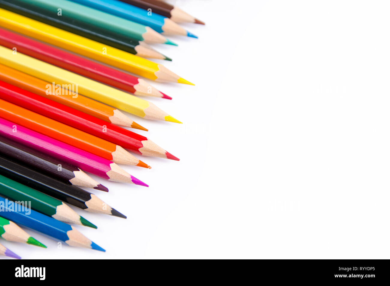Pencils colorful set, wooden colored pencils isolated on white ...