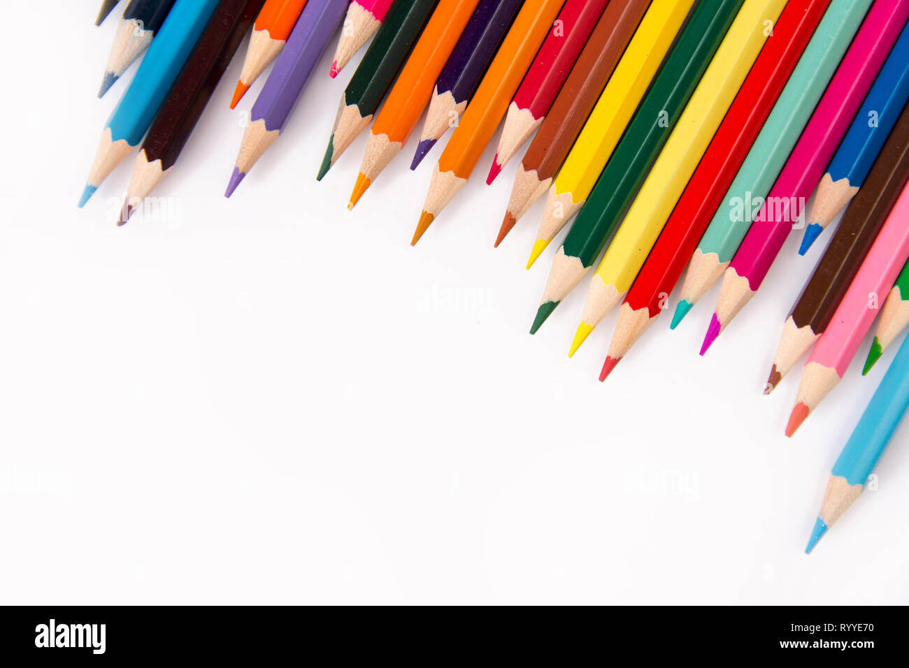 Pencils colorful set, wooden colored pencils isolated on white ...