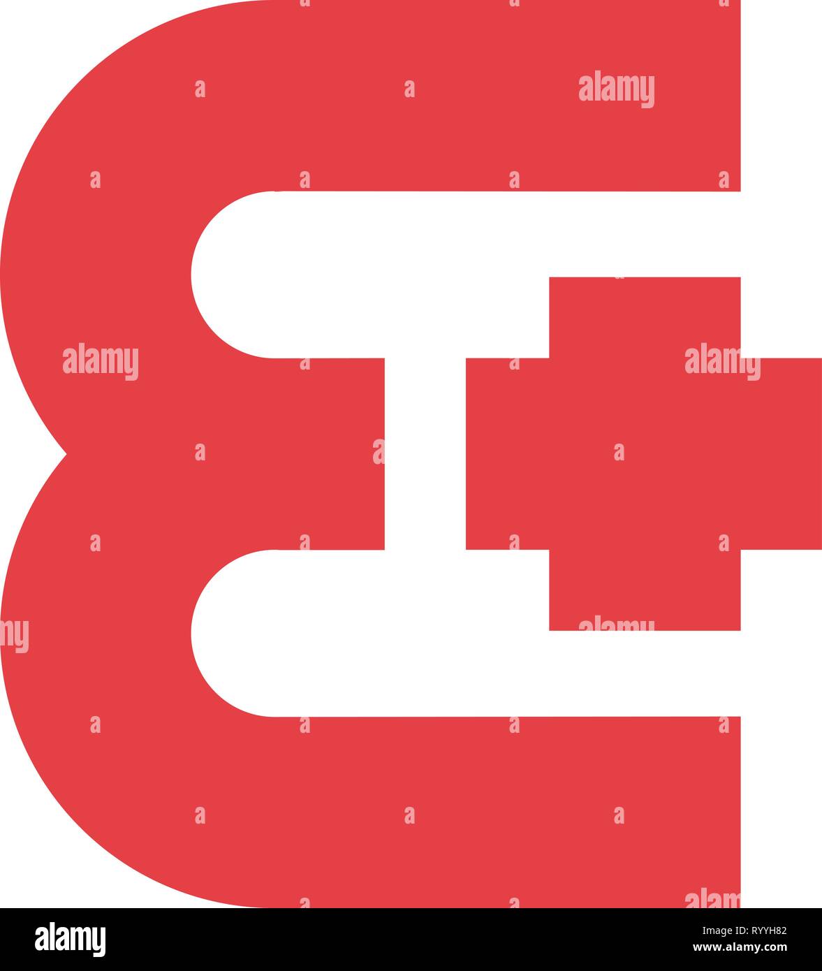 vector illustration letter b plus logo icon Stock Vector Image & Art ...