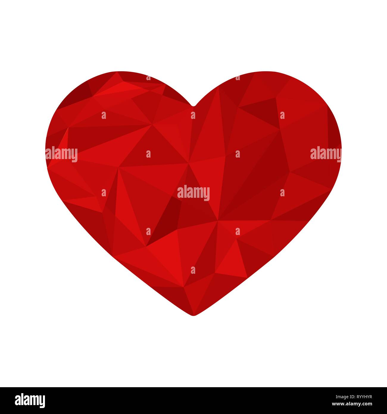 Silhouette of the heart in a polygon design, shades of red Stock Vector ...