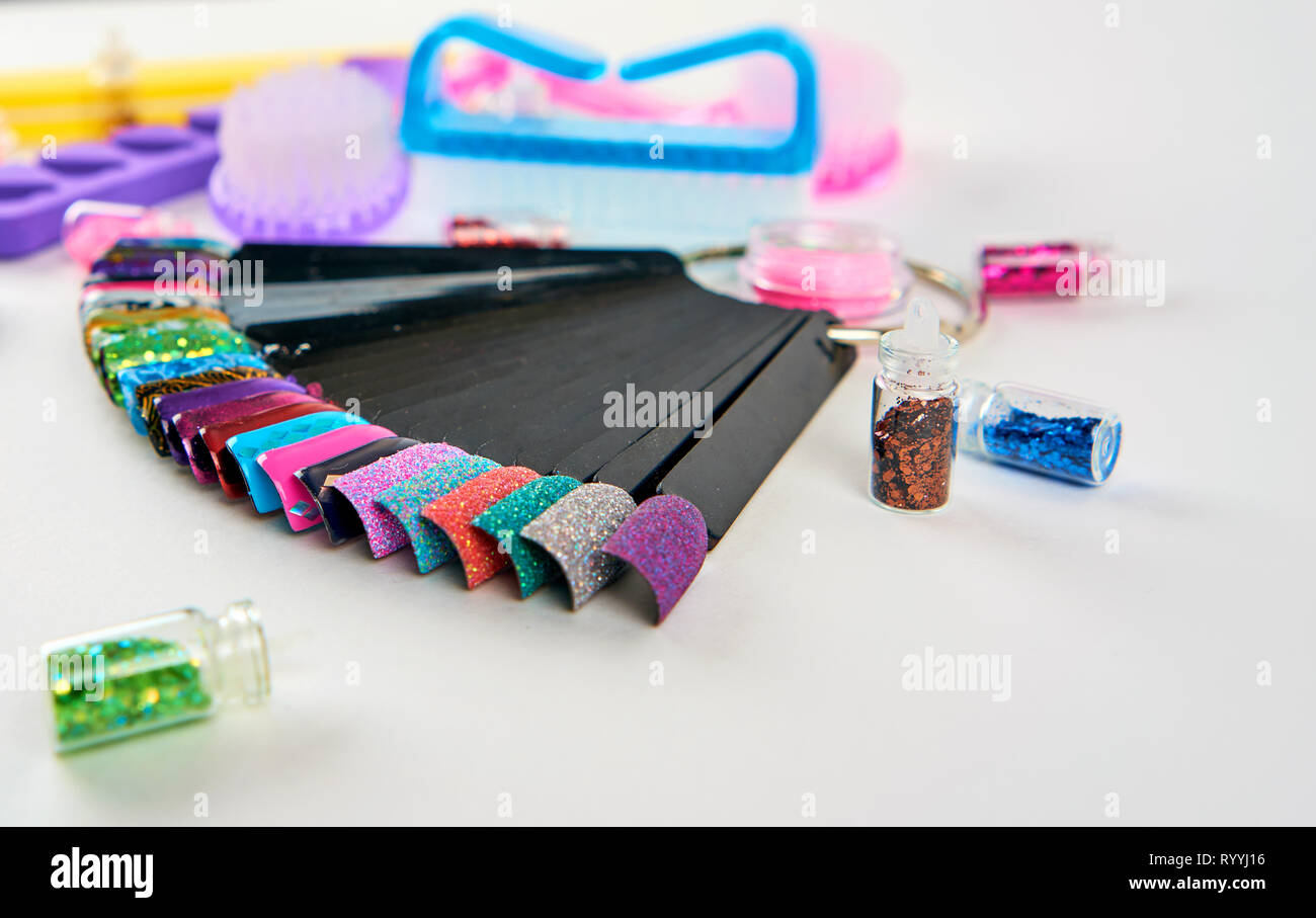 manicure tools on a white background Stock Photo - Alamy