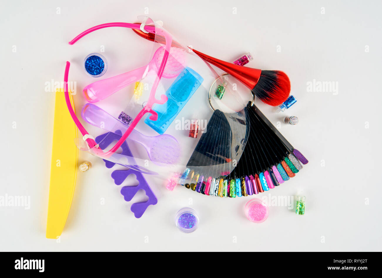 manicure tools on a white background Stock Photo - Alamy