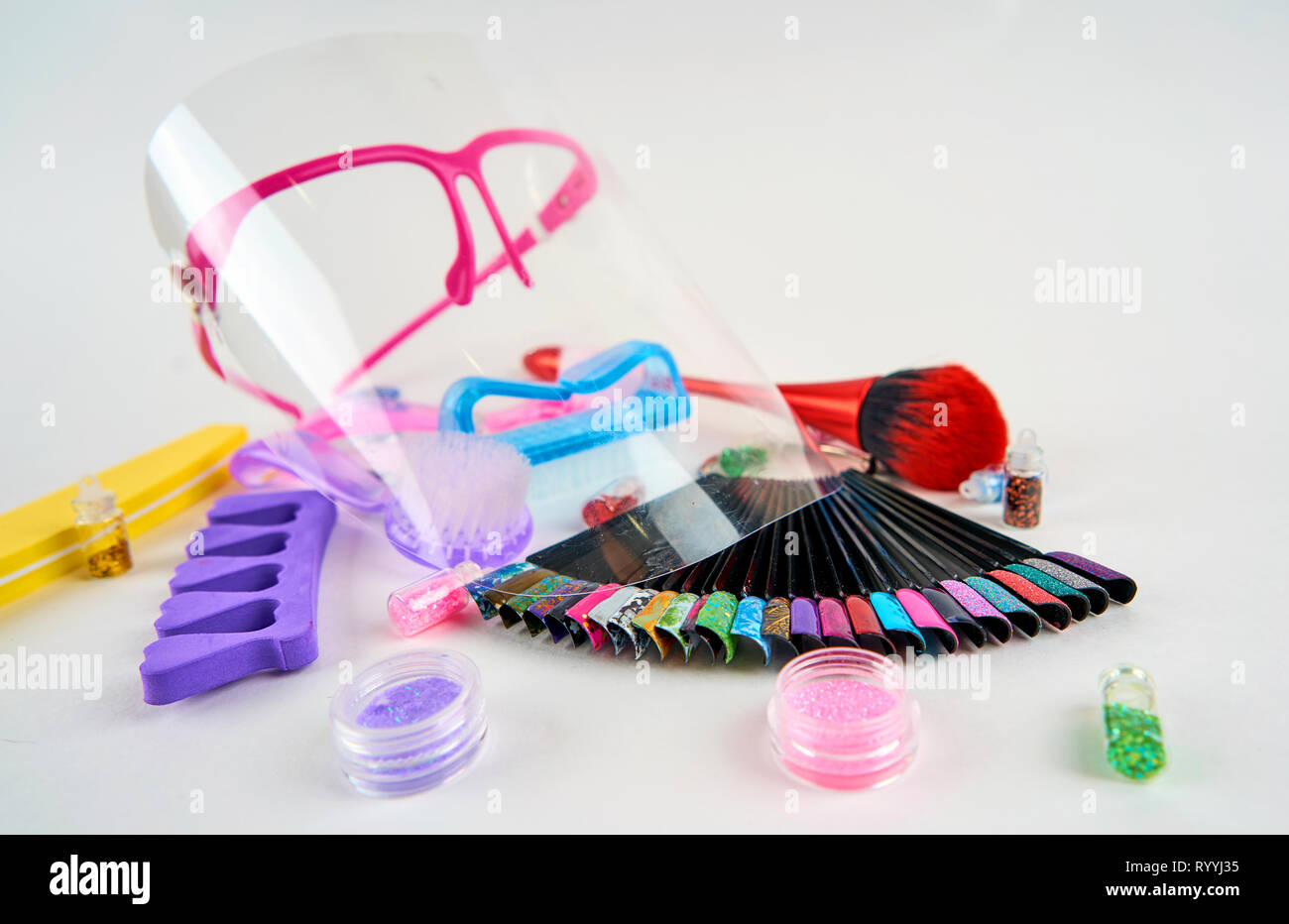 manicure tools on a white background Stock Photo - Alamy
