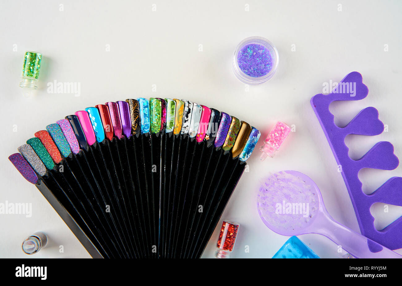 manicure tools on a white background Stock Photo - Alamy