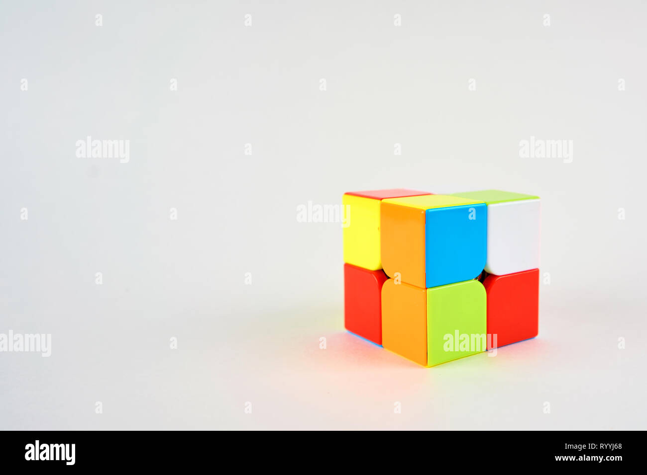 Rubik's cube on white background Stock Photo - Alamy