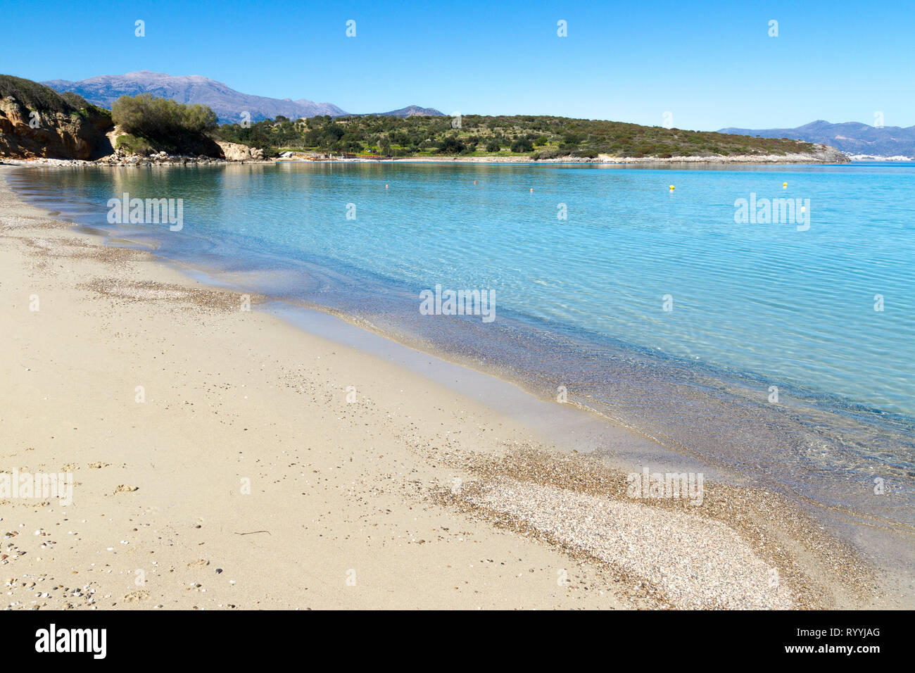 Beautiful idyllic crystal clear turquoise waters shoreline beach with ...