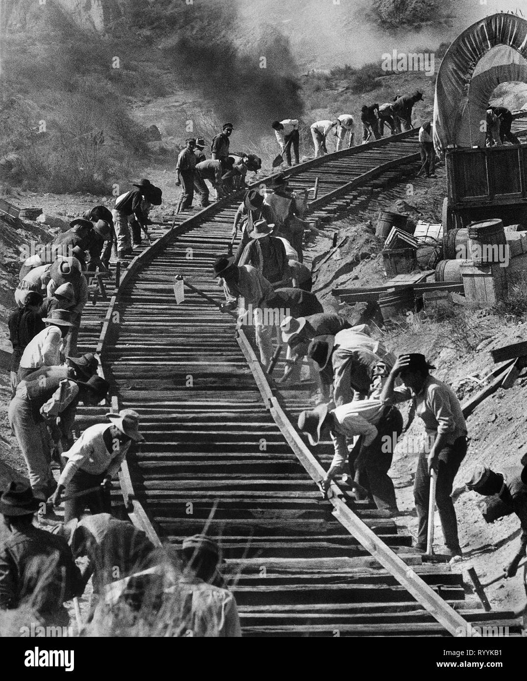 RAILROAD CONSTRUCTION SCENE, HOW THE WEST WAS WON, 1962 Stock Photo - Alamy