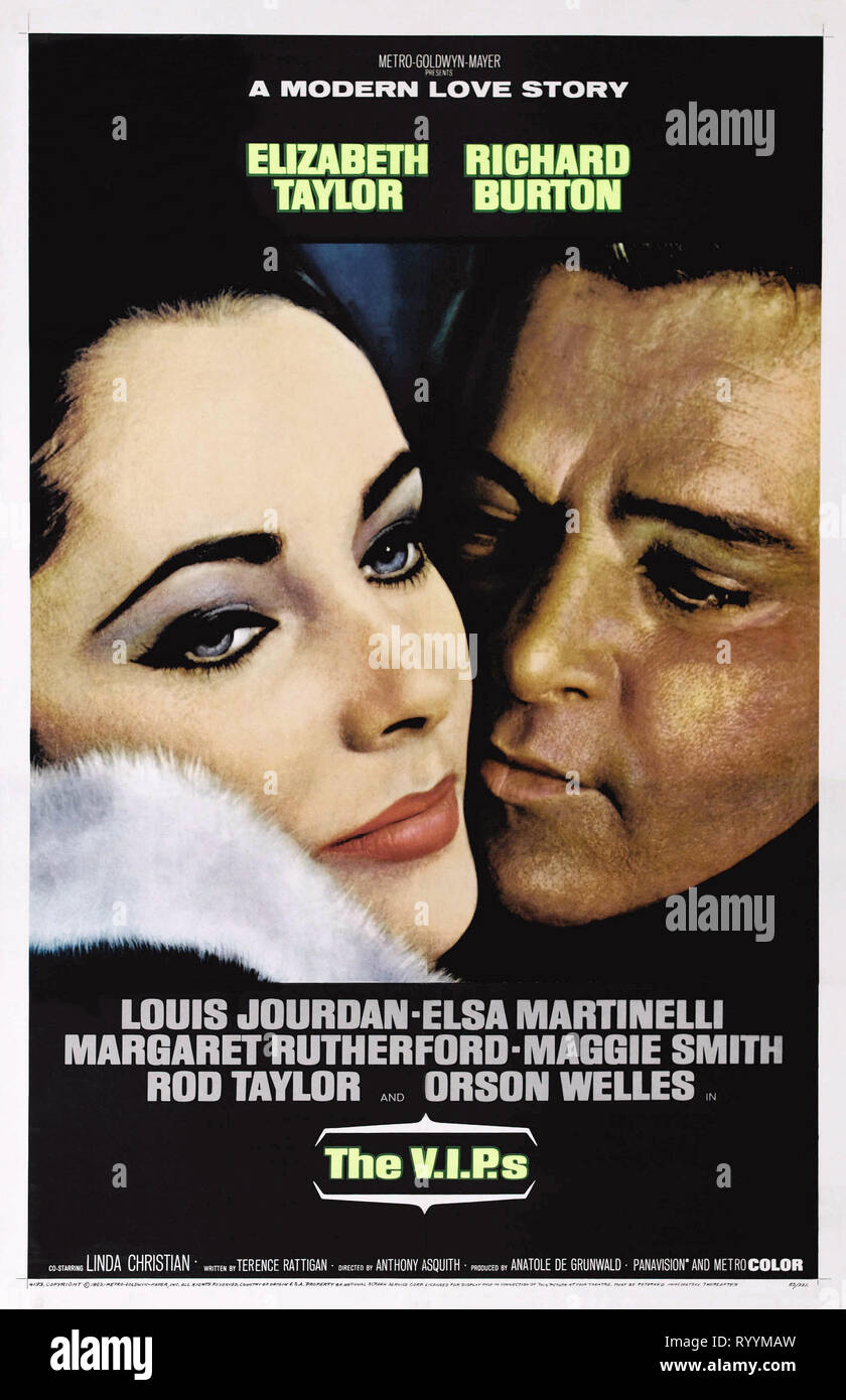 ELIZABETH TAYLOR, RICHARD BURTON POSTER, THE V.I.P.S, 1963 Stock Photo ...
