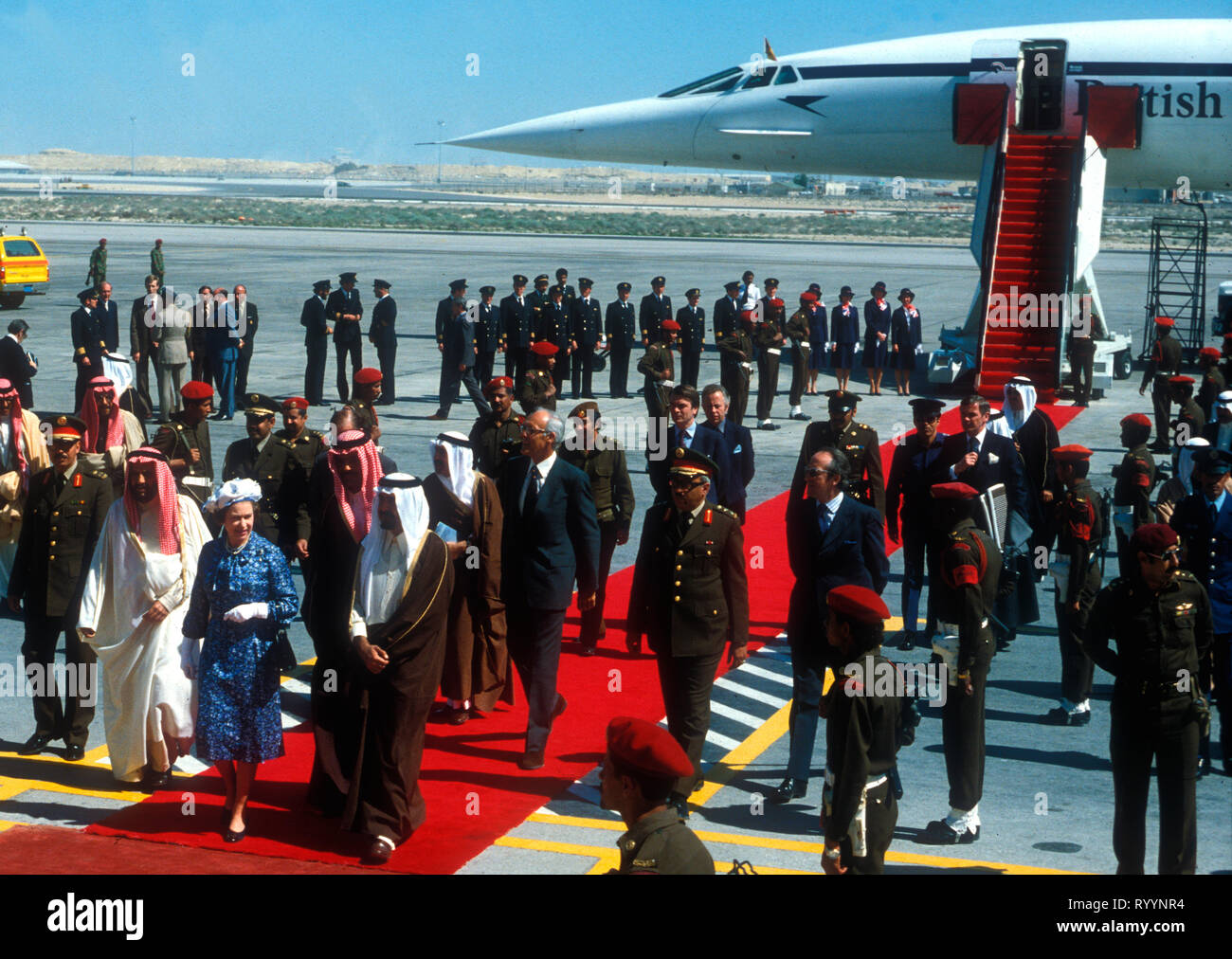 H.M. Queen Elizabeth arrives in Kuwait on the British Airways Concorde ...