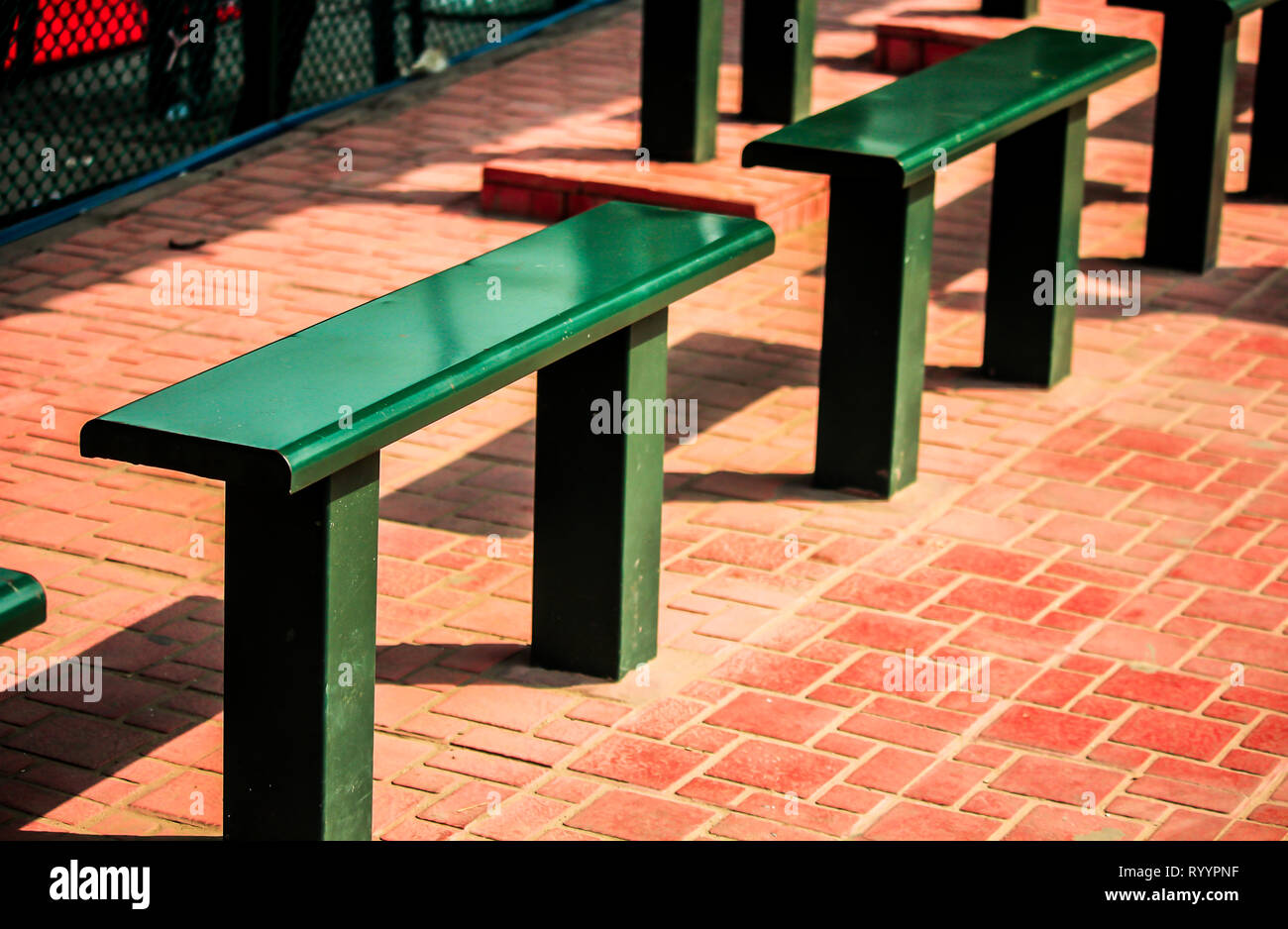 bench at bus stand Stock Photo - Alamy