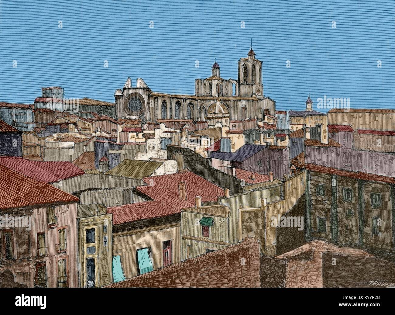 Spain, Catalonia, Tarragons. View of the upper part of the city ...