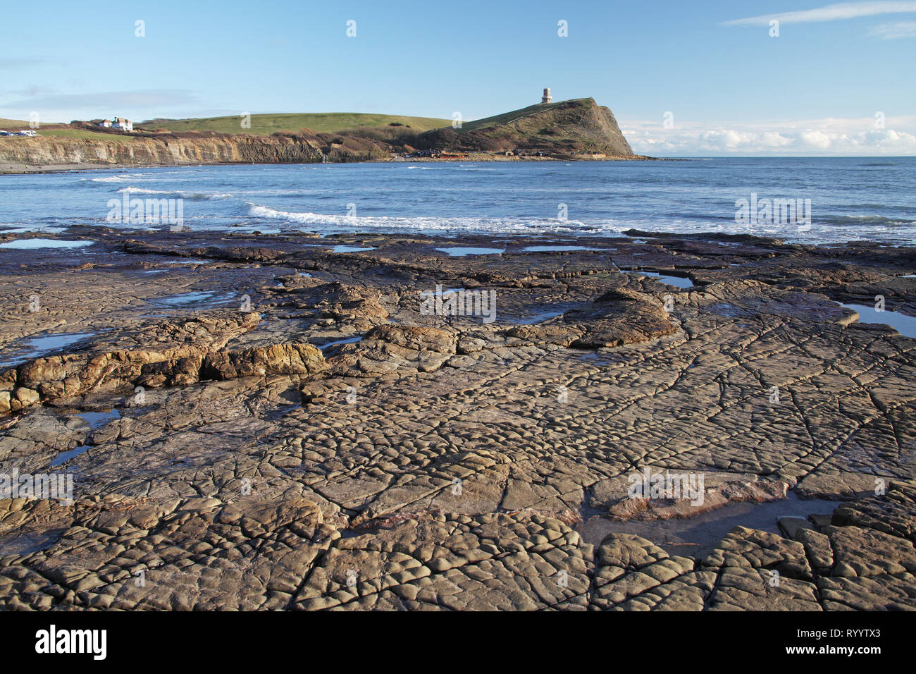 Kimmeridge Bay and Clavel Tower Jurassic coast Dorset England UK Stock ...