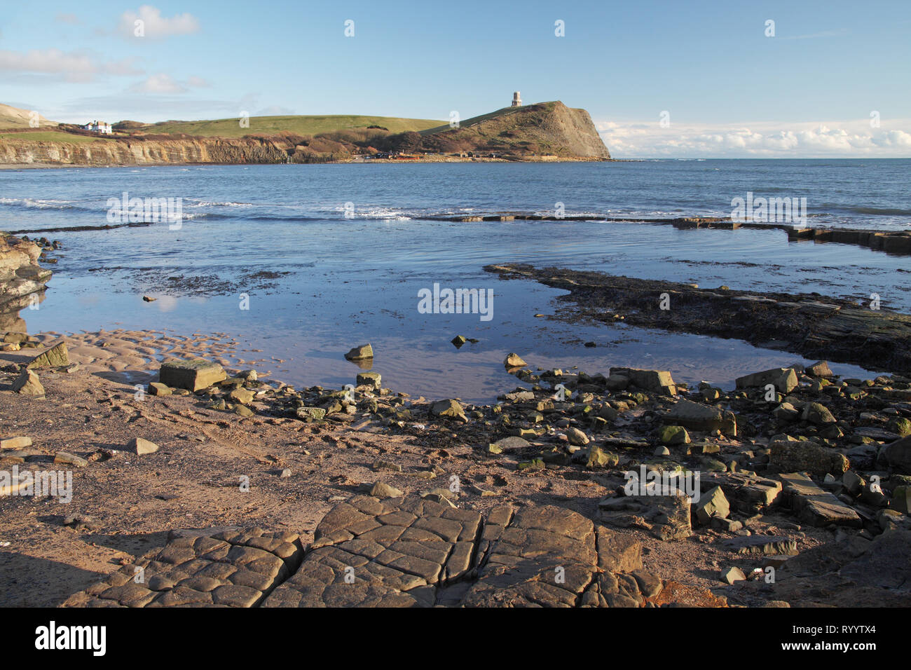 Kimmeridge Bay and Clavel Tower Jurassic coast Dorset England UK Stock ...