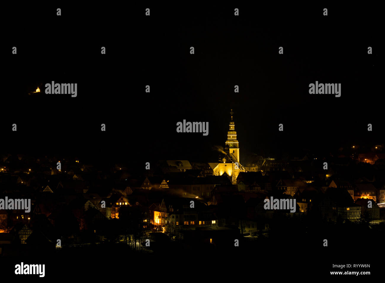 German city Hallenberg at night Stock Photo - Alamy