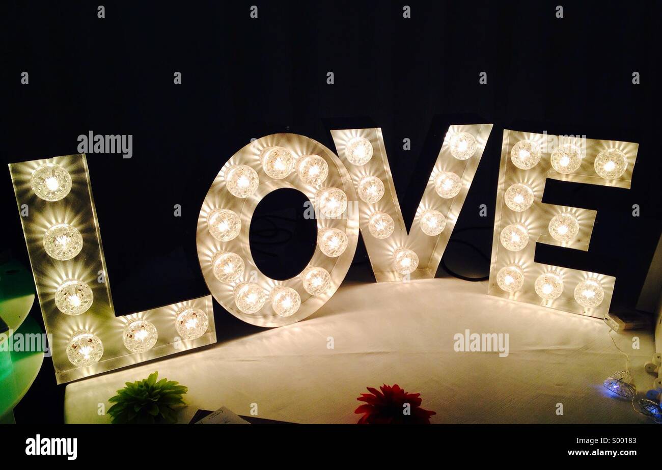 Illuminated love sign hi-res stock photography and images - Alamy