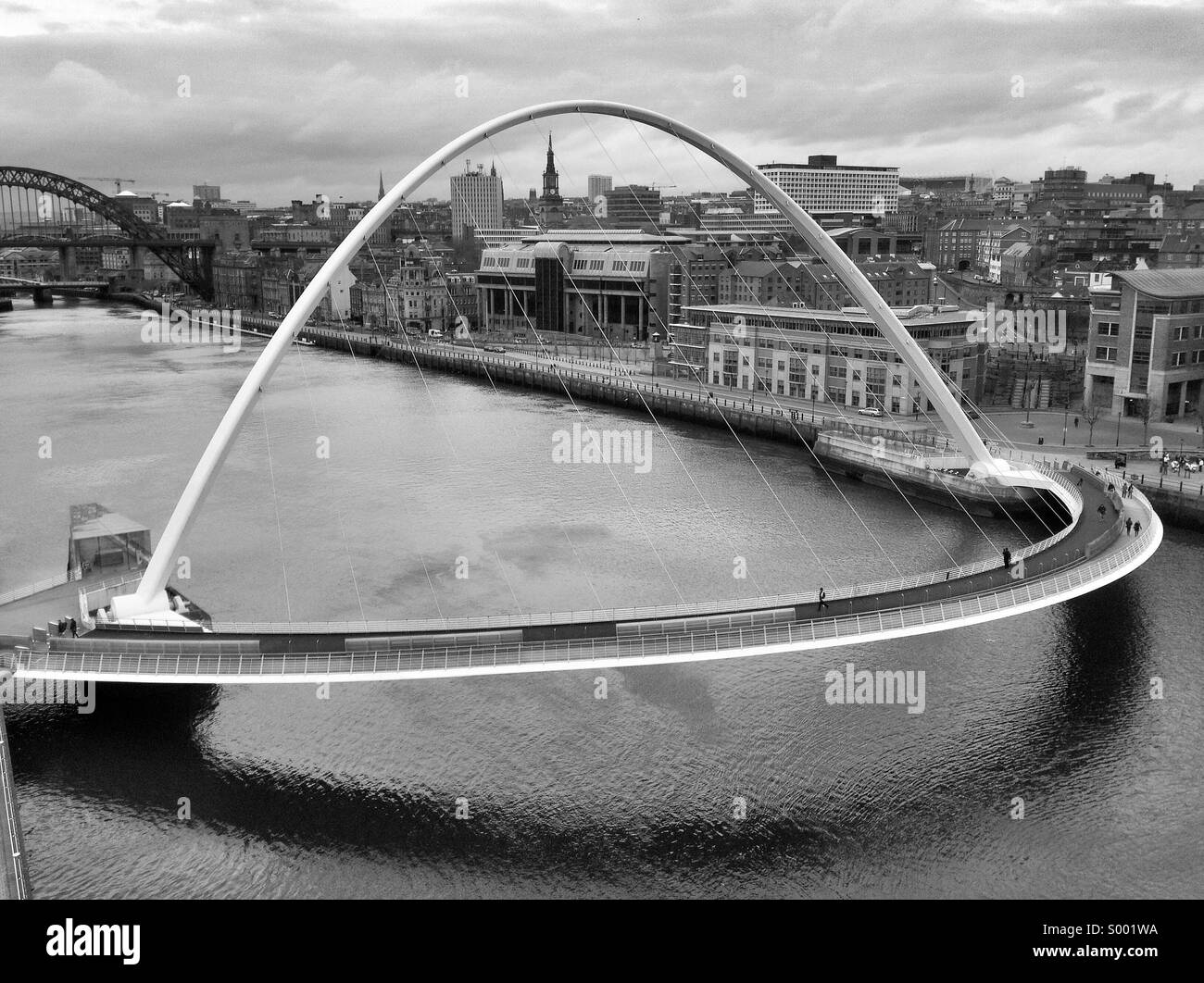 Millennium bridge from above. Newcastle, uk Stock Photo - Alamy
