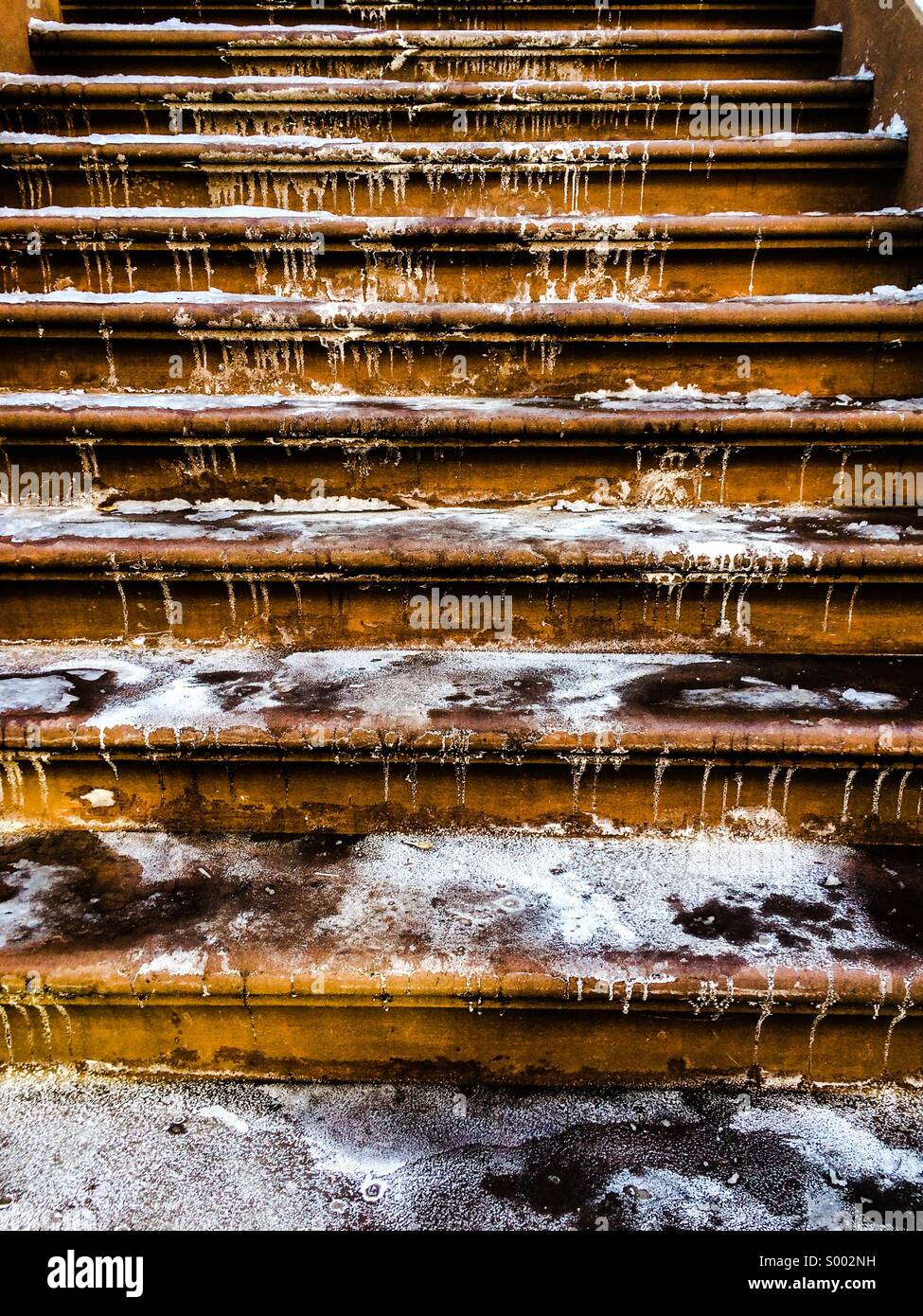 Frozen steps in Brooklyn, New York City Stock Photo - Alamy